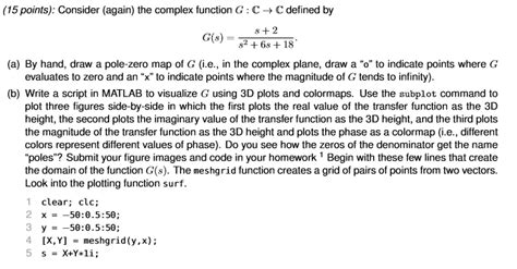 solved 15 points consider again the complex function g