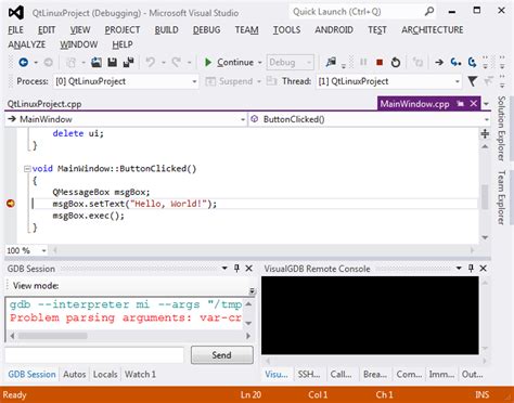 Building And Debugging Qt Projects On Linux With VisualGDB VisualGDB