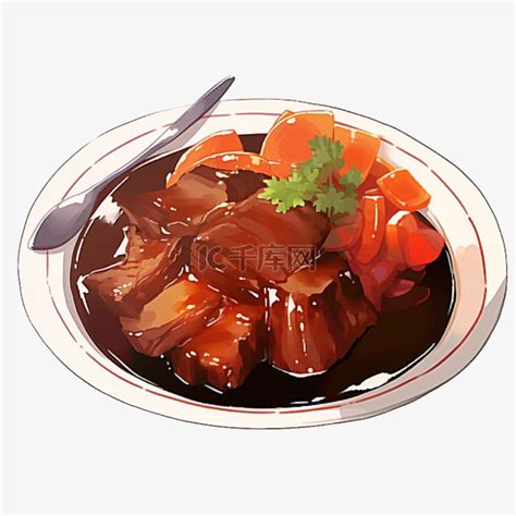 手绘元素红烧肉美食素材图片免费下载 千库网