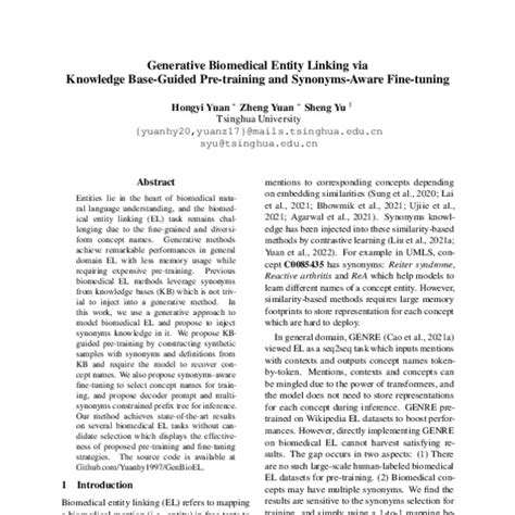 generative biomedical entity linking via knowledge base guided pre training and synonyms aware