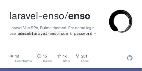 GitHub Laravel Enso Enso Laravel Vue SPA Bulma Themed For Demo