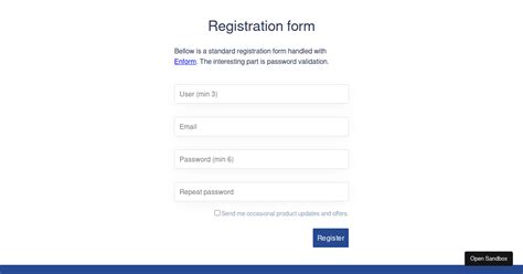 Registration Form With Enform Codesandbox