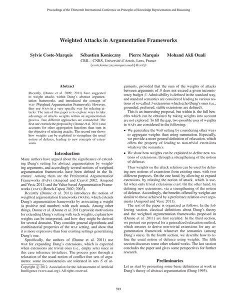 weighted attacks in argumentation frameworks sylvie coste marquis s´ebastien konieczny pierre