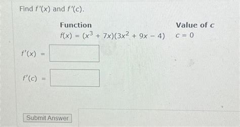 solved find f′ x and f′ c function