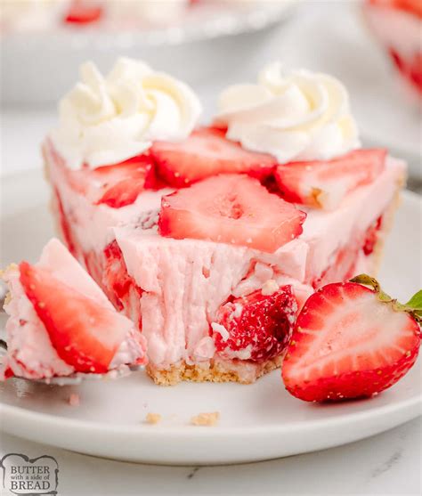 Easy Strawberries And Cream Pie Butter With A Side Of Bread