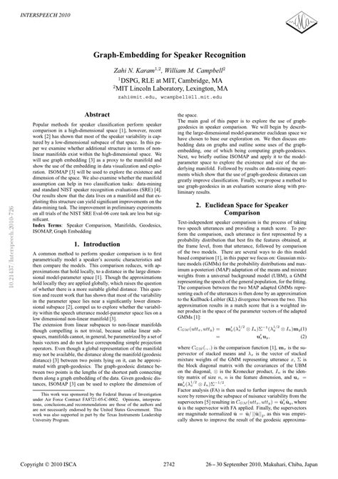 pdf graph embedding for speaker recognition