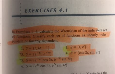 solved exercises 4 1 exercises 1 6 calculate the wronskian