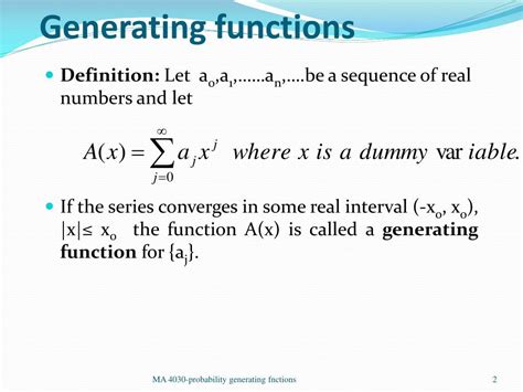 ppt generating functions powerpoint presentation free download id 6616217