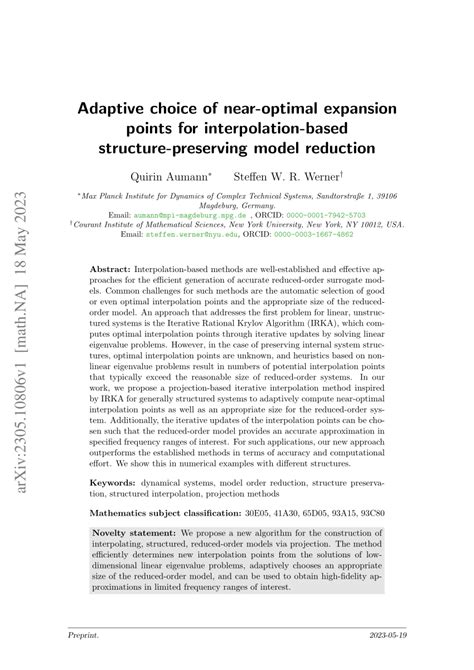 pdf adaptive choice of near optimal expansion points for interpolation based structure