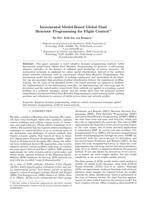 pdf incremental model based global dual heuristic programming for flight control