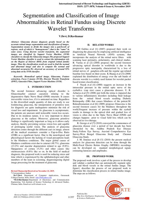 pdf segmentation and classification of image abnormalities in retinal fundus using discrete