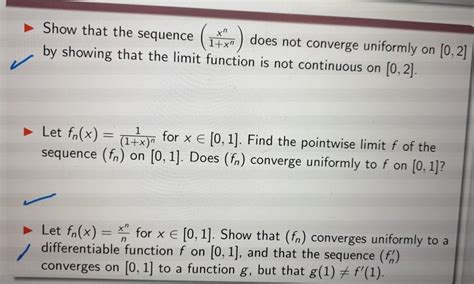 solved show that the sequence does not converge uniformly on