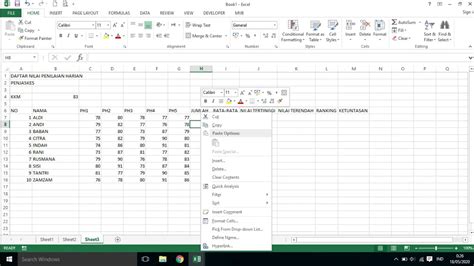 Cara Membuat Daftar Nilai Di Excel 2016 Hongkoong Otosection Riset