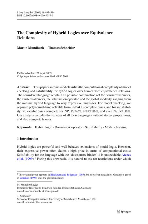 pdf the complexity of hybrid logics over equivalence relations