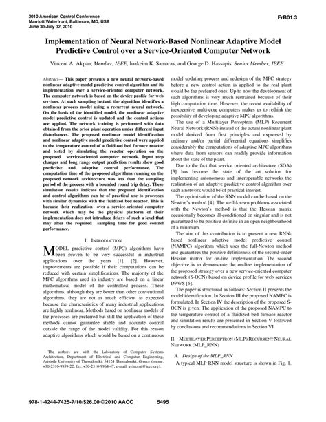 pdf implementation of neural network based nonlinear adaptive model predictive control over a