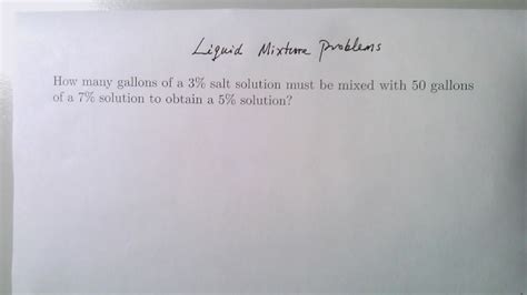 applications of linear equations how to solve a liquid mixture problem using a linear equation