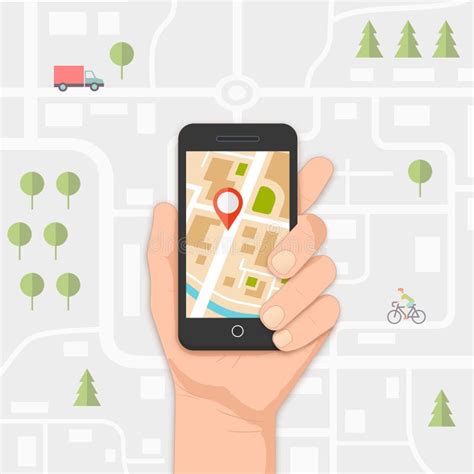 Flat 3d Isometric Mobile Navigation Maps Infographic Paper Map Stock