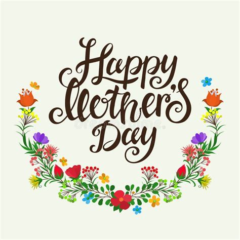Elegant Card With Happy Mothers Day Lettering And Floral Elements Elegant Modern Handwritten