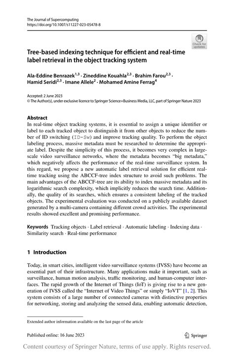 tree based indexing technique for efficient and real time label retrieval in the object tracking