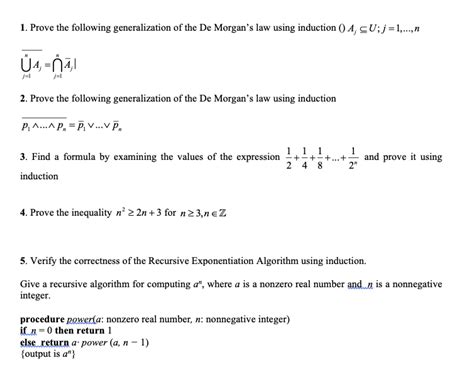 solved 1 prove the following generalization of the de