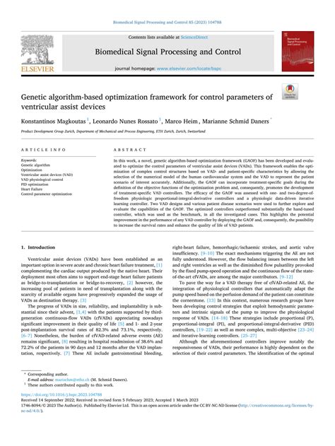 pdf genetic algorithm based optimization framework for control parameters of ventricular