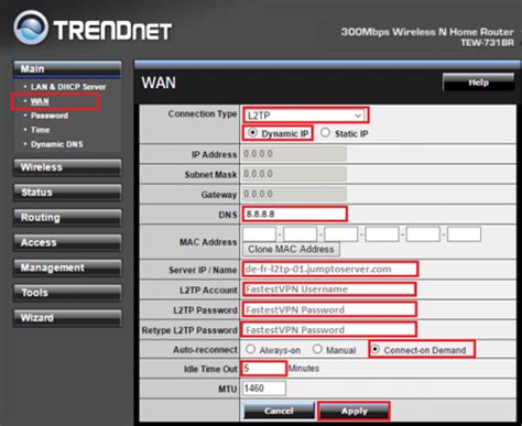 Setup FastestVPN On TRENDNet Router Using L2TP Protocol