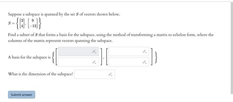[solved] suppose a subspace is spanned by the set s