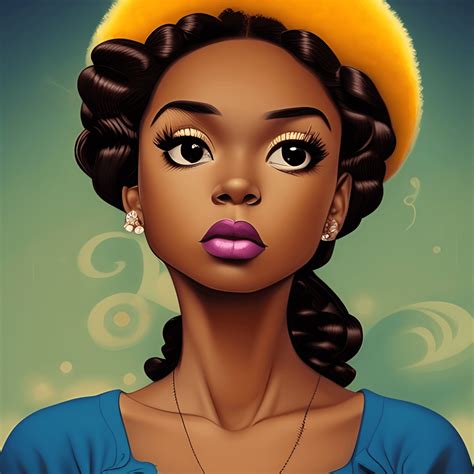 Gorgeous Dark Skin Disney Cartoon Young Pretty Girl Pop Art Graphic · Creative Fabrica