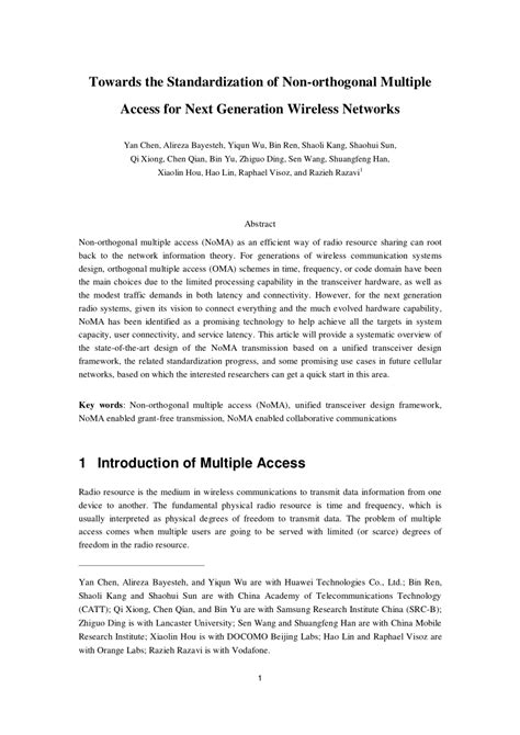 pdf toward the standardization of non orthogonal multiple access for next generation wireless