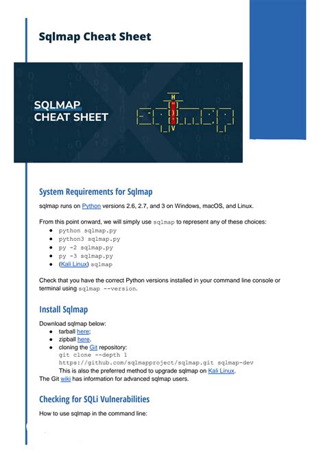 SOLUTION Sqlmap Cheat Sheet Studypool