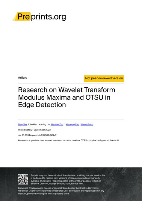 pdf research on wavelet transform modulus maxima and otsu in edge detection