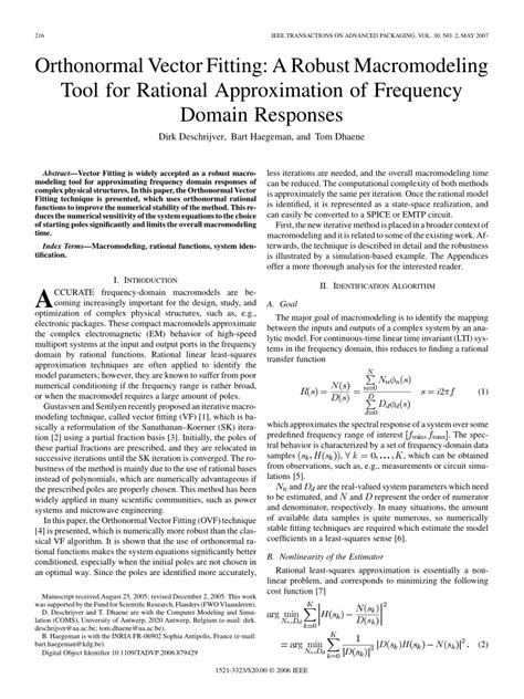 pdf orthonormal vector fitting a robust macromodeling tool for rational approximation of