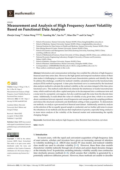 pdf measurement and analysis of high frequency assert volatility based on functional data analysis