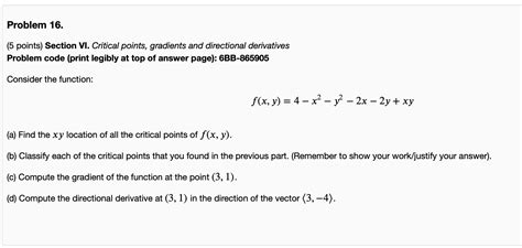 solved problem 16 5 points section vi critical points
