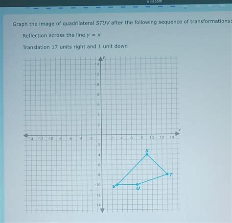 graph the image of quadrilateral stuv after the following sequence of transformations