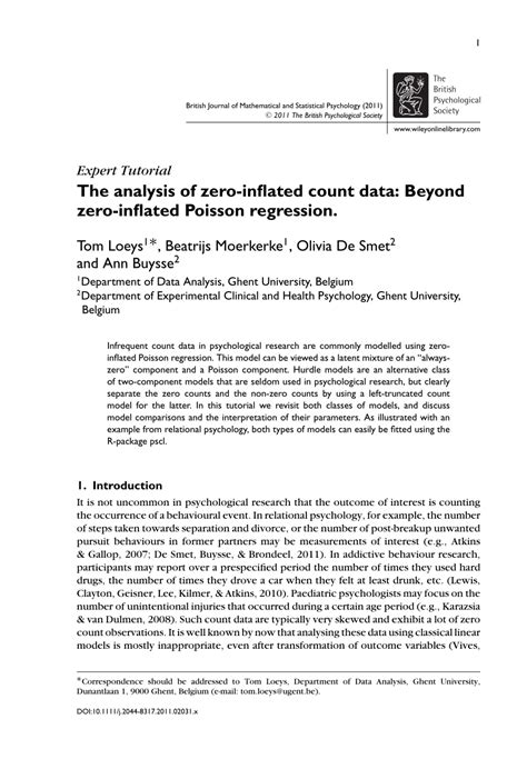pdf the analysis of zero inflated count data beyond zero inflated poisson regression