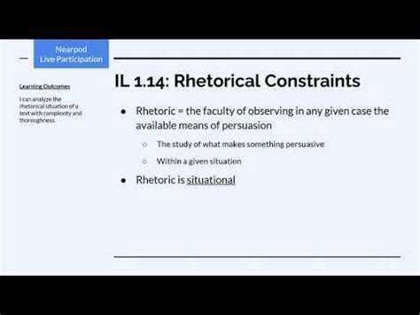 Rhetorical Constraints A Revised YouTube