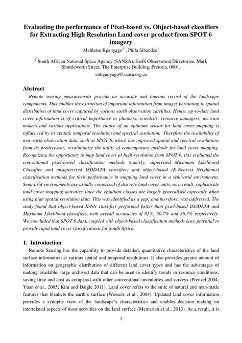 pdf evaluating the performance of pixel based vs object based classifiers for extracting high