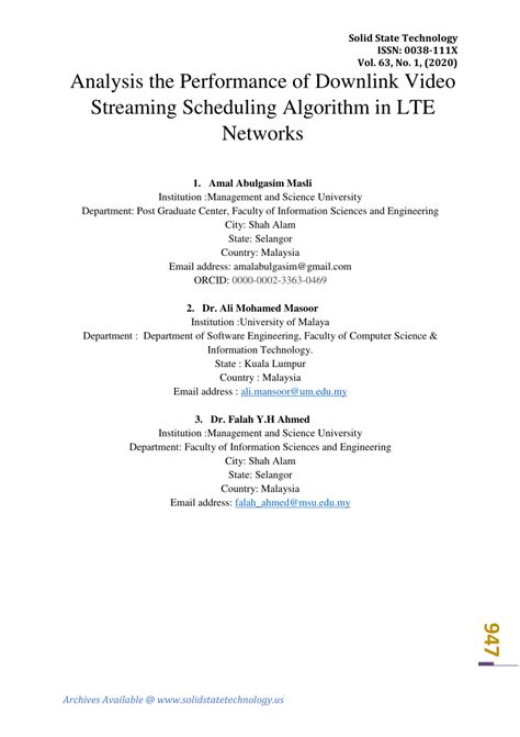 pdf analysis the performance of downlink video streaming scheduling algorithm in lte networks