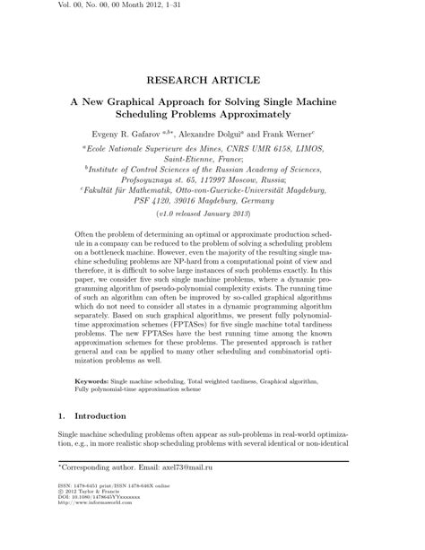 pdf a new graphical approach for solving single machine scheduling problems approximately