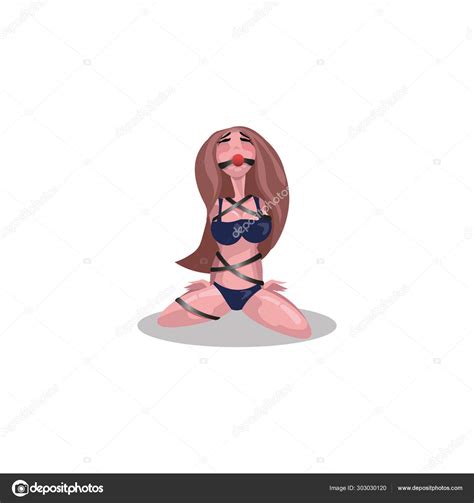 Bdsm Slave Woman Raster Illustration In Flat Cartoon Style Stock Vector Image By ©greenpic