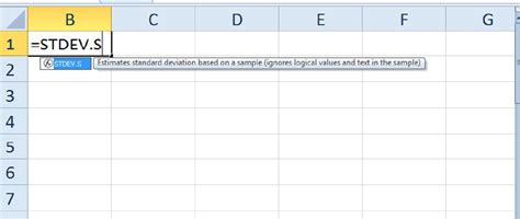 how to use the stdev s function in excel