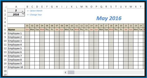 Monthly Work Calendar Template Excel PDF Template