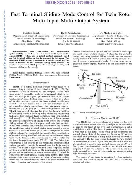 fast terminal sliding mode control for twin rotor multi input multi output system pdf