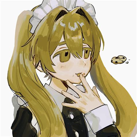 The Big Imageboard Tbib 1girl Apron Black Dress Blonde Hair Collared Dress Commentary Cookie
