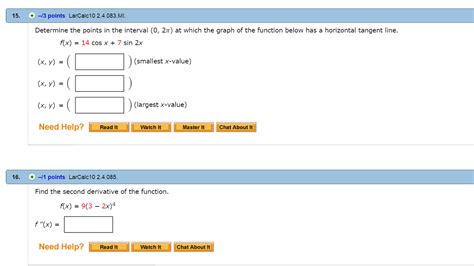 solved evaluate the derivative of the function at the given