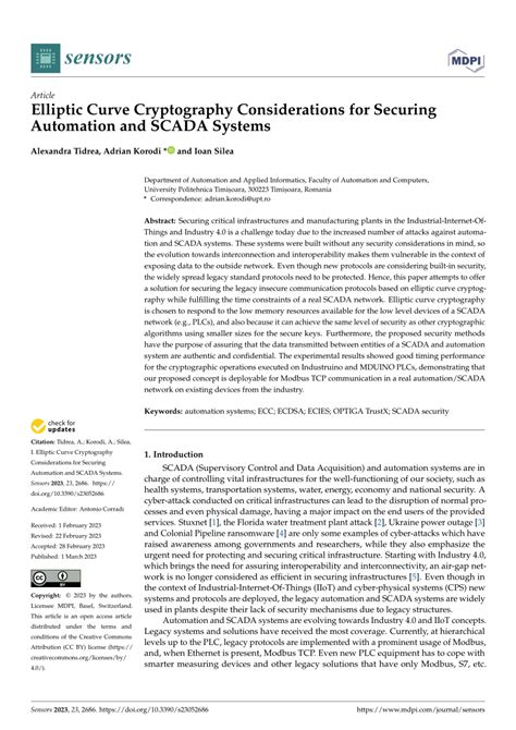 pdf elliptic curve cryptography considerations for securing automation and scada systems