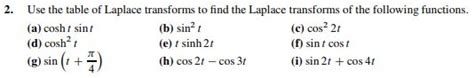 solved 2 use the table of laplace transforms to find the