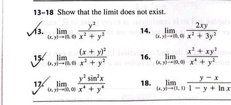 solved 13 18 show that the limit does not exist 13