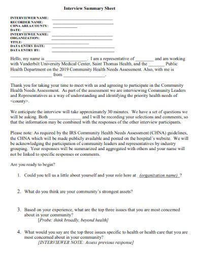 interview summary sheet 10 examples format pdf tips